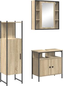 Sada koupelnového nábytku 3 ks Hnědá 33 x 33 x 120,5 cm 3345136