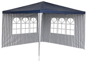 Party stan / pavilon RAFAEL 3 x 3 m bílo-modrý, pruhovaný - včetně 2 bočních stěn