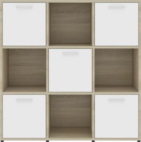 vidaXL Knihovna 90 x 30 x 90 cm dřevotříska [802935] Barva: bílá a dub sonoma