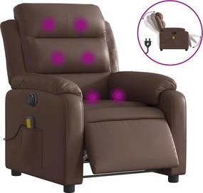 Elektrické masážní polohovací křeslo hnědé umělá kůže 3205037