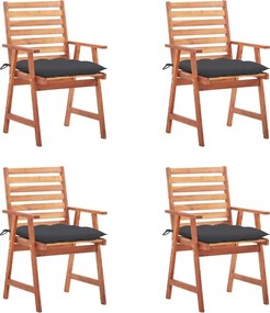 vidaXL Zahradní jídelní židle s poduškami 4 ks masivní akáciové dřevo [3078338] Barva: antracitová