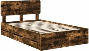 Rám postele se zásuvkou Uzený Dub 135 x 190 cm Dřevěný materiál 3412196