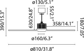 FARO 33425 JUST FAN XS, černá/dřevo, stropní ventilátor 81cm - FARO