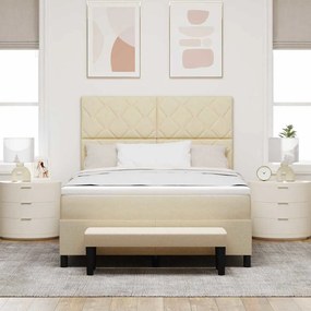 Postel s boxspringem s čelo Krémová 160 x 200 cm textil 3344161