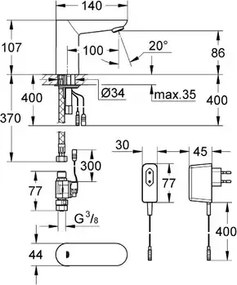 Grohe Euroeco Cosmopolitan E - Elektronická umyvadlová baterie chrom