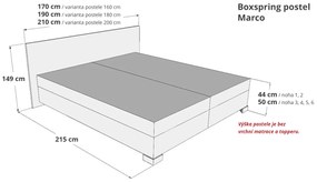 NEW DESIGN postele Boxspring postel MARCO s úložným prostorem, 180×200 cm Velikost postele: 180 × 200 cm