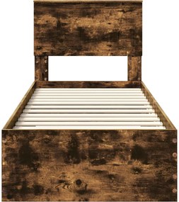 Rám postele Uzený dub a stříbrná 75 x 190 cm Kompozitní dřevo 3410962