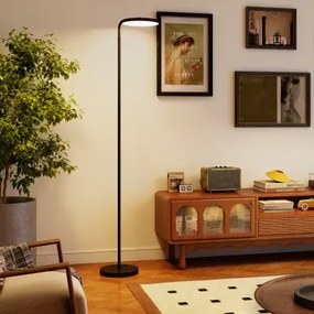 HOMCOM LED stojací lampa s magnetickým dálkovým ovládáním, flexibilně nastavitelná, otočná, kov, černá