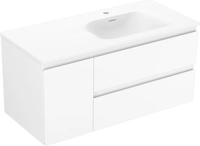 Mexen Orio, koupelnová skříňka 100 cm s pravým umyvadlem Vela, 2S, 1D, bílá matná, 91A13-10047-3-BBFFFF01-W23P01