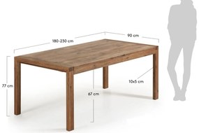 Hnědý dubový rozkládací jídelní stůl Kave Home Briva 180/230 x 90 cm
