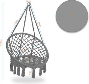 Houpací křeslo Kesser K-HS-1006 / závěsné křeslo / odpočinkové křeslo / nosnost 150 kg / šedá