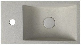 Sapho, CREST L betonové umyvadlo včetně výpusti, 40x22 cm, bílý pískovec, AR410
