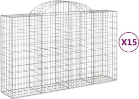 Klenuté gabionové koše 15ks 200x50x120/140cm pozinkované železo 3146354