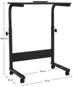 Kondela Nastavitelný PC stůl s kolečky, černá, WESTA
