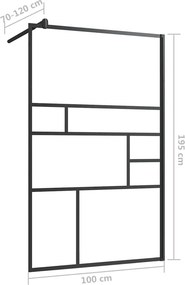 Zástěna do průchozí sprchy čiré ESG sklo 100 x 195 cm černá 150754