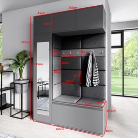 Eka Předsíňová stěna s čalouněnými panely Trinity 21 - Bílá / Černá 2316