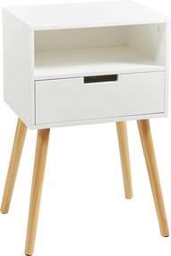 XXXLutz NOČNÍ STOLEK, borovice, přírodní barvy, bílá, 40/63,5/30 cm Xora - 007968017701