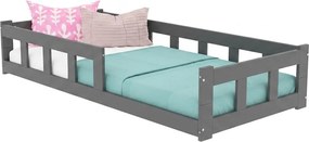 Benlemi Nízké jednolůžko FENCE 4v1 se zábranou 120x200 cm + matrace ADAPTIC Zvolte barvu: Tmavě šedá, Zvolte zábranu: S jednou zábranou vlevo