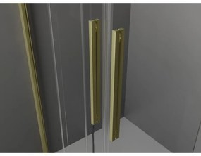 Mexen Velar L Duo, sprchový kout s posuvnými dveřmi 100 x 90 cm, 8mm čiré sklo, zlatá matná, 871-100-090-02-03-55