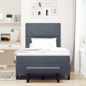 Postel s boxspringem s čelo Tmavě šedá 190 x 120 cm samet 3344565