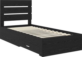 Rám postele se zásuvkou Černý dub 90 x 190 cm Kompozitní dřevo 3412021