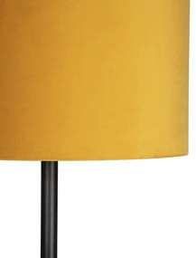 Art Deco stojací lampa černá se žlutým odstínem 40 cm - Simplo