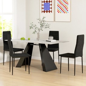 HOMCOM Sada 4 jídelních židlí, design bez opěrek, čalounění látkou, kovové nohy, černá