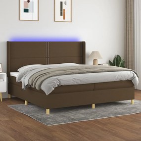 Box spring postel s matrací a LED tmavě hnědá 200x200 cm textil,  3138824 HangarStore.cz