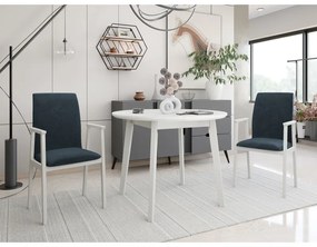 Rozkládací stůl se 2 židlemi - AL25, Barva dřeva: bílá, Potah: Hygge D20