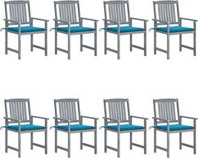vidaXL Zahradní židle s poduškami 8 ks masivní akáciové dřevo [3078234] Barva: Modrá