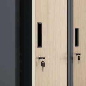 Zaměstnanecká skříňka čtyřkomorová antracitová/dub sonoma, 800x1800x500 mm: KACPER Eco Design
