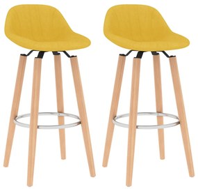 Barové židle 2 ks hořčicově žluté textil,  289384