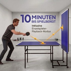 Stůl na stolní tenis SPORTNOW, čtvrtkruhový skládací stůl na stolní tenis s kolečky, sada na stolní tenis se 2 pálkami na stolní tenis, 3 míčky, venk…