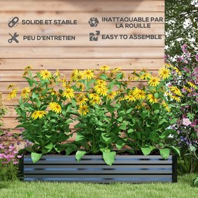 Obdélníková zahradní pěstební skříň Outsunny z oceli se bezpečnostním okrajem a otevřeným dnem, rozměry 150D x 70Š x 30V cm, černá