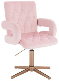 LuxuryForm DESIGN Otočná židle BOSTON VELUR na zlatém kříži - světle růžová