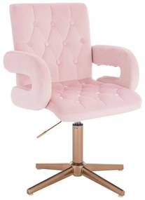 LuxuryForm Židle BOSTON VELUR na zlatém kříži - světle růžová