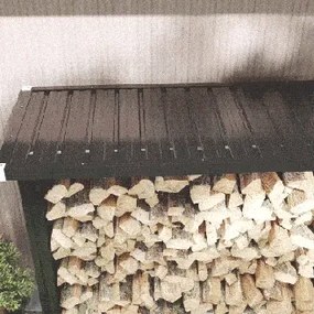 Outsunny Přístřešek na palivové dřevo, ocelový, zvýšená podlaha, šikmá střecha, 150 x 66,5 x 150 cm, tmavě šedý