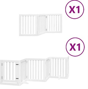 Zábrana pro psy s dvířky skládací 9 panelů bílá 450 cm topol 3155647