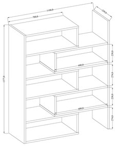 Regál KAROL 01 | nastavitelná šířka 72,5-125 cm x 138 cm | bílá | lamino o síle 22 mm