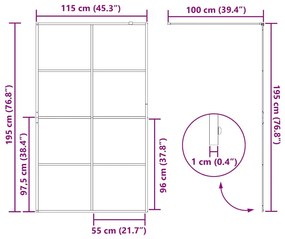 vidaXL Marketos Zástěna do průchozí sprchy čiré ESG sklo 115 x 195 cm černá