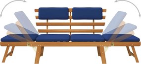 Zahradní lavice s poduškami 2-v-1 190 cm masivní akáciové dřevo 312120