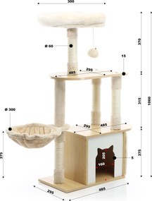 Škrabadlo pro kočky fudajo – 106 cm, béžová (64245)