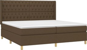 Box spring postel s matrací a LED tmavě hnědá 200x200 cm textil 3139144