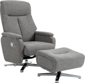 HOMCOM Relaxační křeslo manuálně nastavitelné, lounge křeslo s podnožkou, tmavě šedá