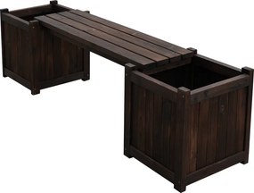 Dřevěná zahradní lavička s květináči, hnědá, SASIL