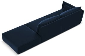 Tmavě modrá sametová pohovka levý roh 264 cm Vanda – Mazzini Sofas