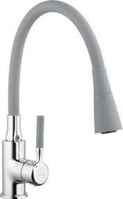 Invena Pogo, vysoká dřezová baterie 2-funkční, šedá-chromová, INV-BZ-80-L05-L