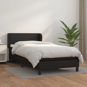 Box spring postel s matrací černá 100x200 cm umělá kůže,  3127175