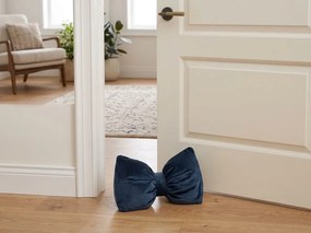 Modrá sametová zarážka do dveří ve tvaru mašle Bow blue – 24*10*16 cm