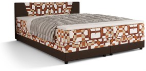 Manželská postel Boxspring 160 cm Linda (vzor + tmavě hnědá) (s matrací a úložným prostorem). 1046627